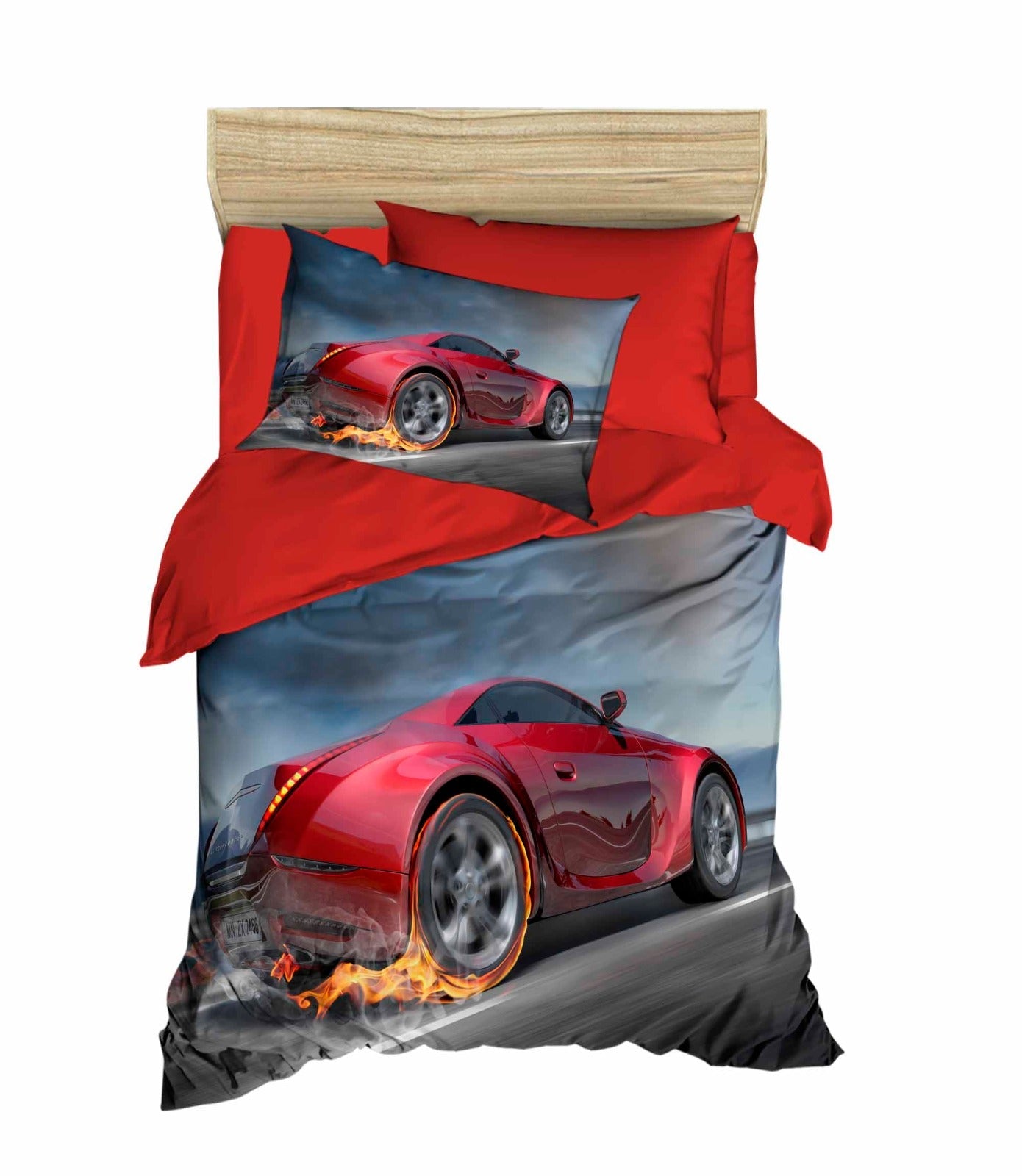 Bold Colors Race Car Themed Rugs & Bedding Sets
